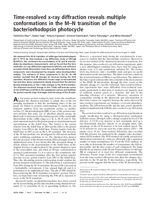 (PDF) Time-resolved x-ray diffraction reveals multiple conformations in the MN transition of the ...