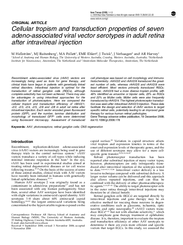(PDF) Cellular tropism and transduction properties of seven adeno ...