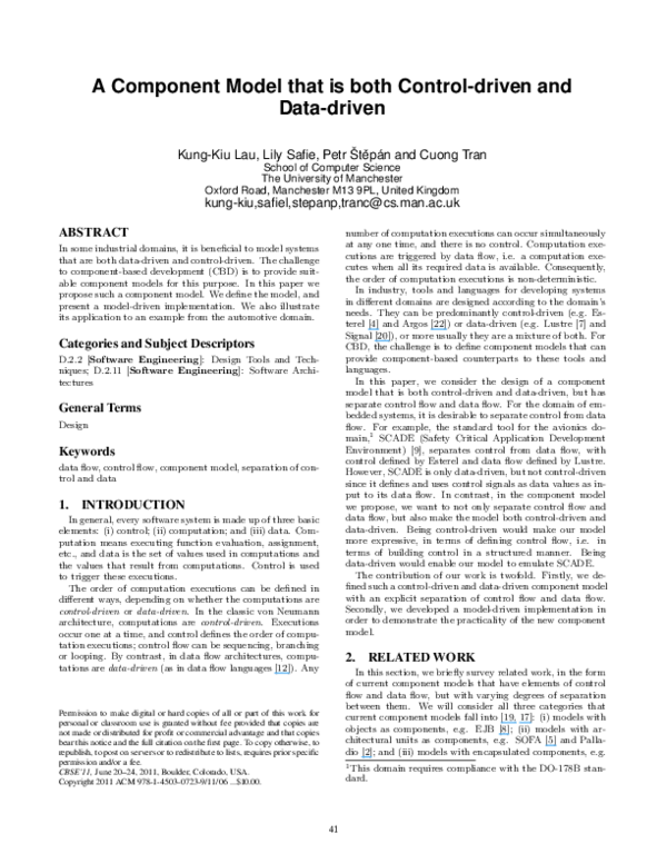 Pdf A Component Model That Is Both Control Driven And Data Driven
