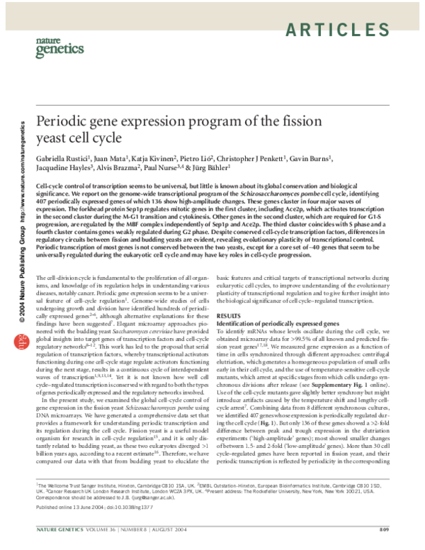 (PDF) Periodic gene expression program of the fission yeast cell cycle