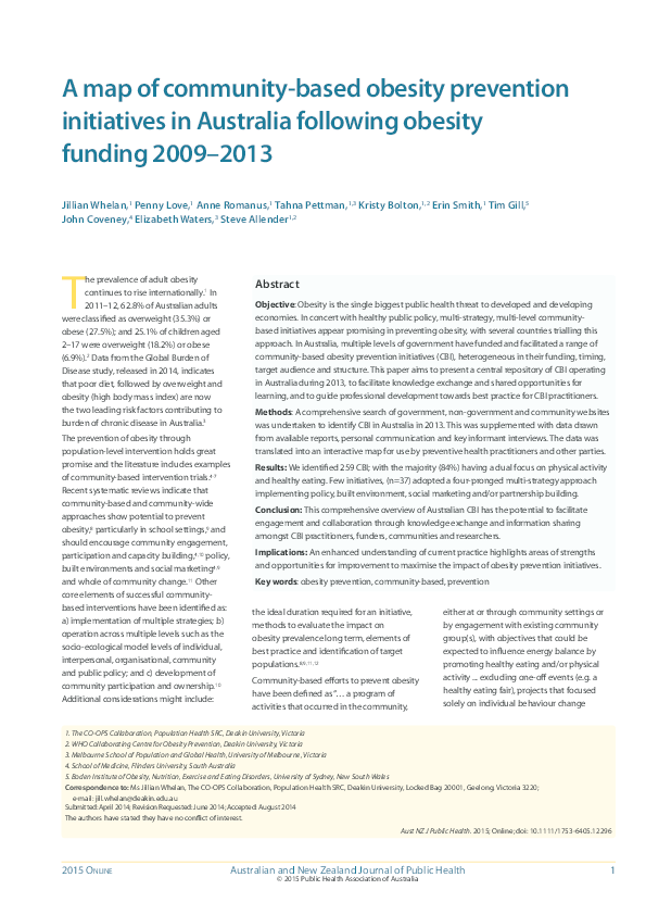 (PDF) A map of community-based obesity prevention initiatives in ...