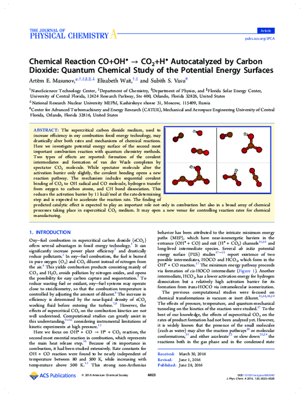 (PDF) Chemical Reaction CO+OH→CO2+H Autocatalyzed by Carbon Dioxide ...