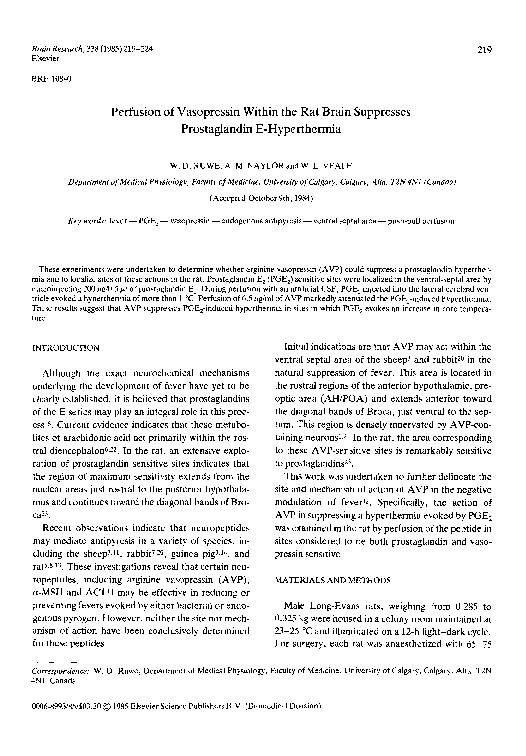 (PDF) Perfusion of vasopressin within the rat brain suppresses ...