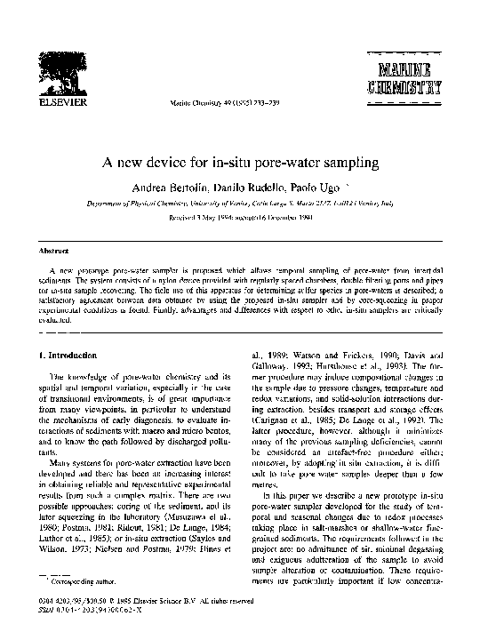 (PDF) A new device for in-situ pore-water sampling