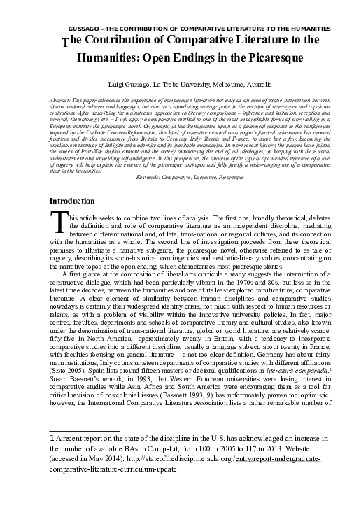 (DOC) The Contribution of Comparative Literature to the Humanities ...