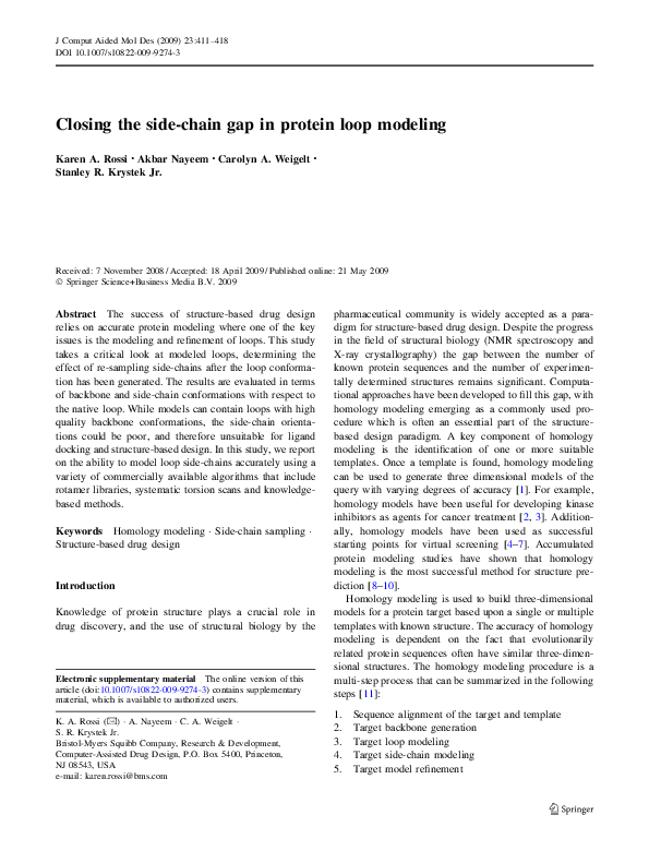 (PDF) Closing the side-chain gap in protein loop modeling