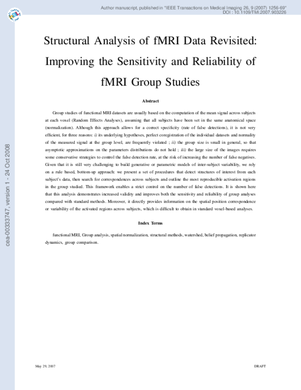 (PDF) Structural Analysis of fMRI Data Revisited: Improving the ...