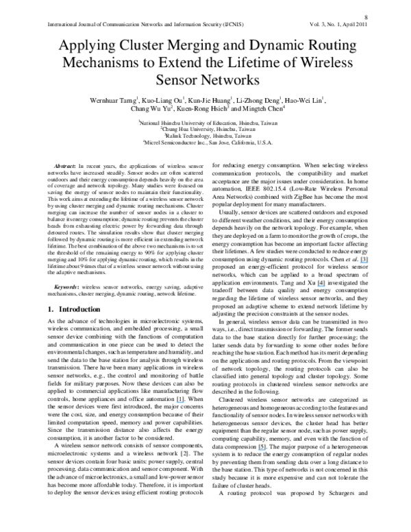 (PDF) Applying Cluster Merging and Dynamic Routing Mechanisms to Extend the Lifetime of Wireless ...
