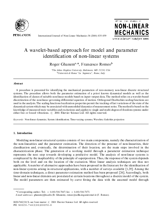 (PDF) A Wavelet Based Approach for Model and Parameter Identification of Nonlinear Systems