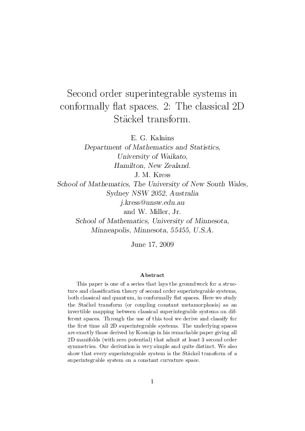(PDF) Second-order superintegrable systems in conformally flat spaces. I. Two-dimensional ...