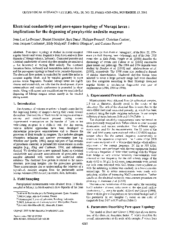 (PDF) Electrical conductivity and pore-space topology of Merapi lavas ...