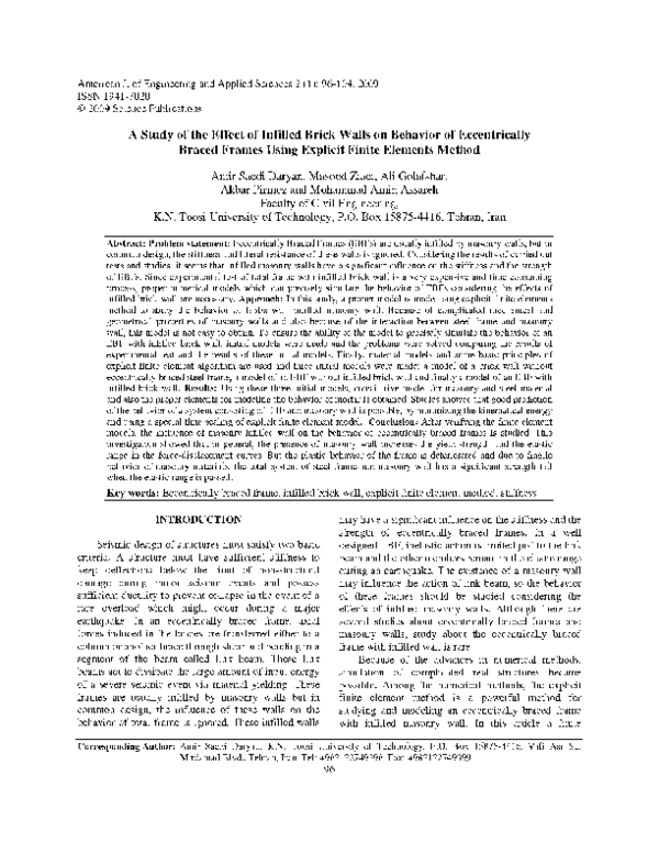 (PDF) A Study of the Effect of Infilled Brick Walls on Behavior of Eccentrically Braced Frames ...