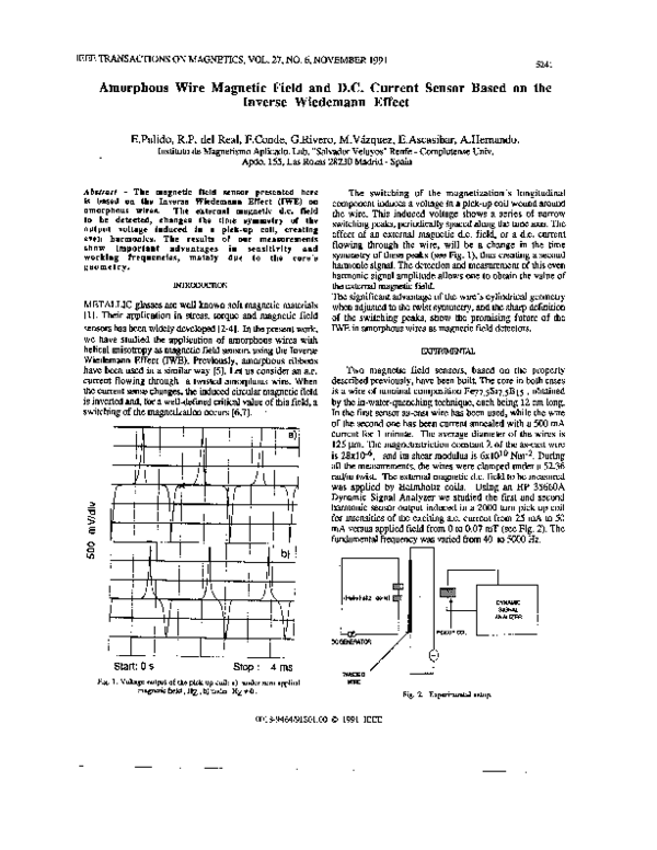 (PDF) Amorphous wire magnetic field and DC current sensor based on the ...