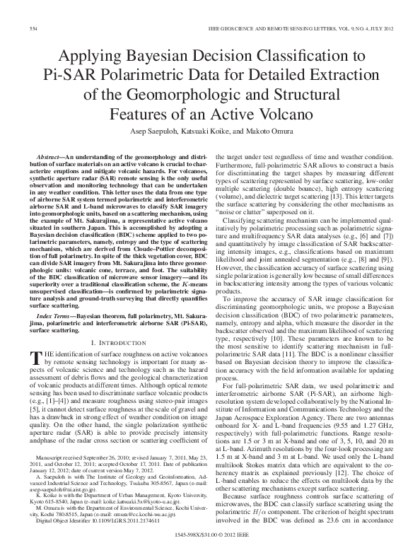 (PDF) Applying Bayesian Decision Classification to Pi-SAR Polarimetric Data for Detailed ...