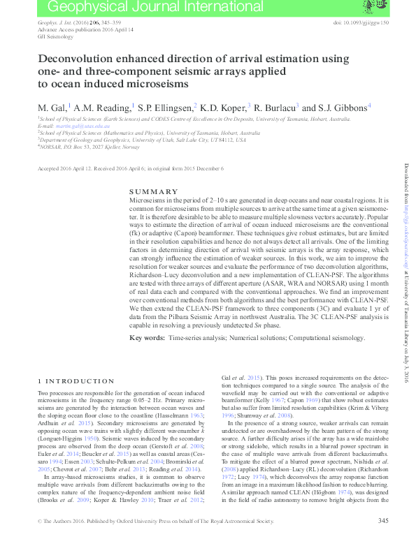 (PDF) Deconvolution enhanced direction of arrival estimation using one-and three-component ...