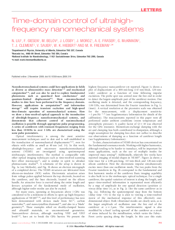 (PDF) Time-domain control of ultrahigh-frequency nanomechanical systems