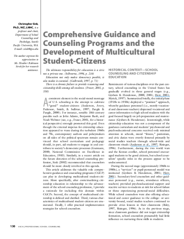 (PDF) Comprehensive Guidance and Counseling Programs and the ...