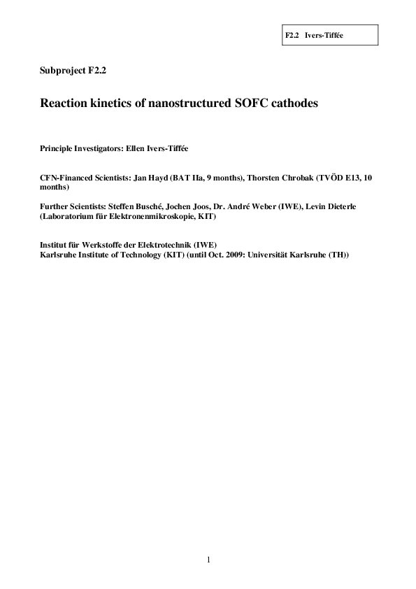 (PDF) Reaction kinetics of nanostructured SOFC cathodes