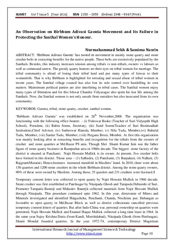 (PDF) An Observation on Birbhum Adivasi Gaonta Movement and Its Failure ...