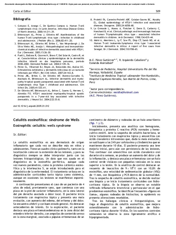 (PDF) Celulitis eosinofílica: síndrome de Wells