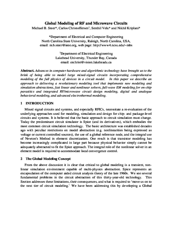 (PDF) GLOBAL MODELING OF RF AND MICROWAVE CIRCUITS