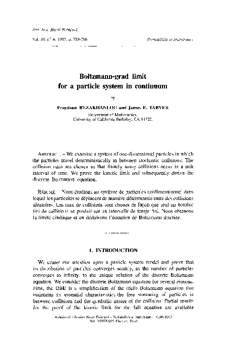 (PDF) Boltzmann-grad limit for a particle system in continuum
