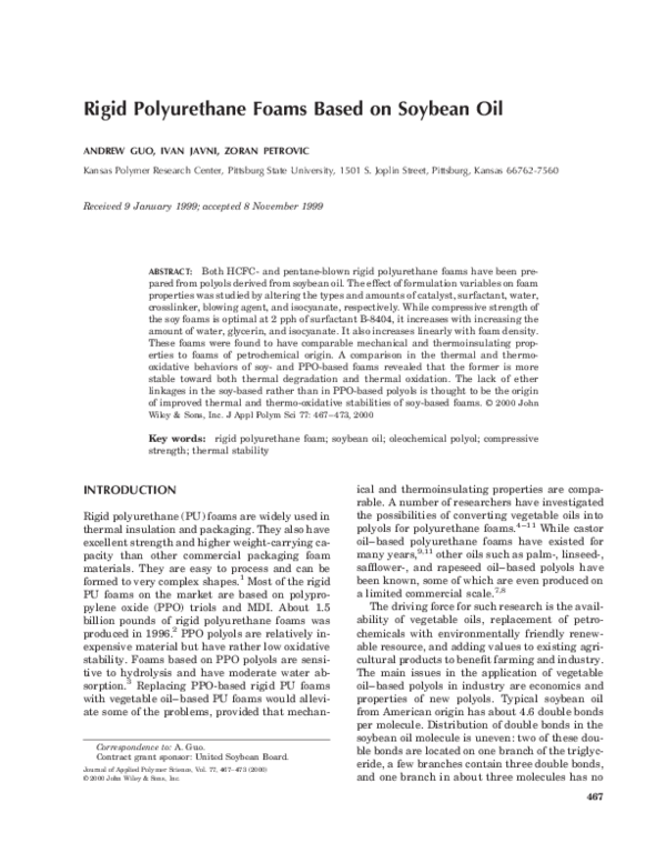 (PDF) Rigid polyurethane foams based on soybean oil