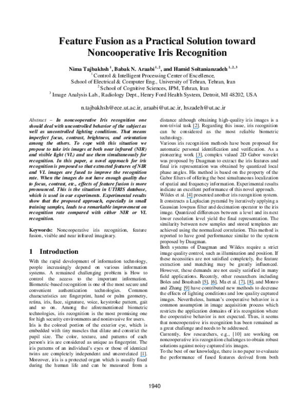 (PDF) Feature fusion as a practical solution toward noncooperative iris ...