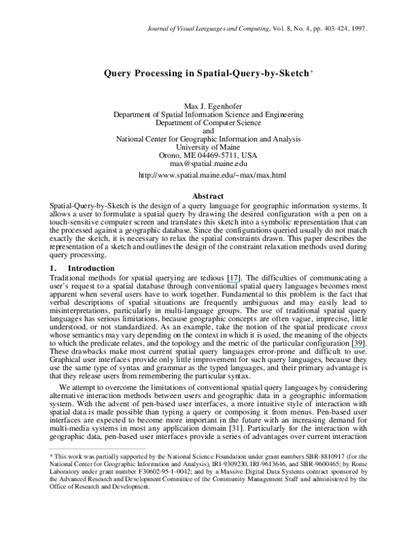 (PDF) Query Processing in Spatial-Query-by-Sketch