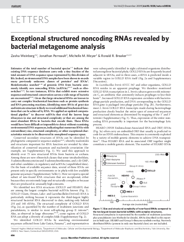 (PDF) Exceptional structured noncoding RNAs revealed by bacterial metagenome analysis