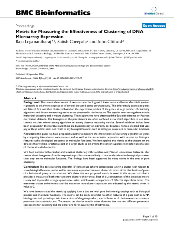 (PDF) Metric for Measuring the Effectiveness of Clustering of DNA ...