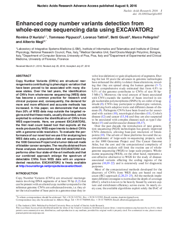 Pdf Enhanced Copy Number Variants Detection From Whole Exome