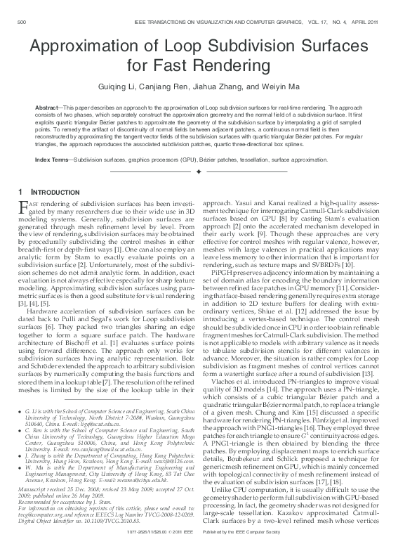 (PDF) Approximation of Loop Subdivision Surfaces for Fast Rendering