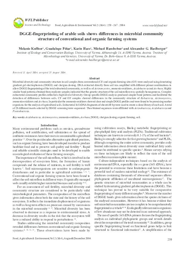(PDF) DGGE-fingerprinting of arable soils shows differences in microbial community structure of ...