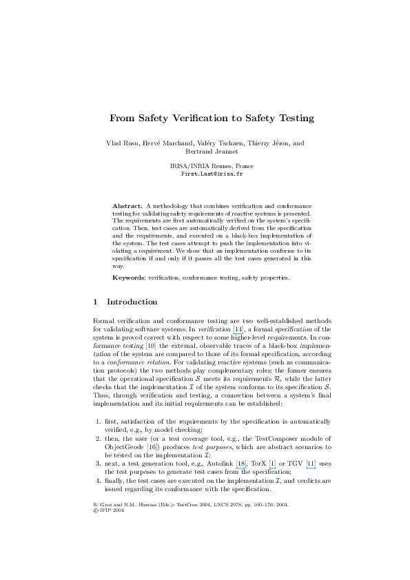 (PDF) From Safety Verification to Safety Testing