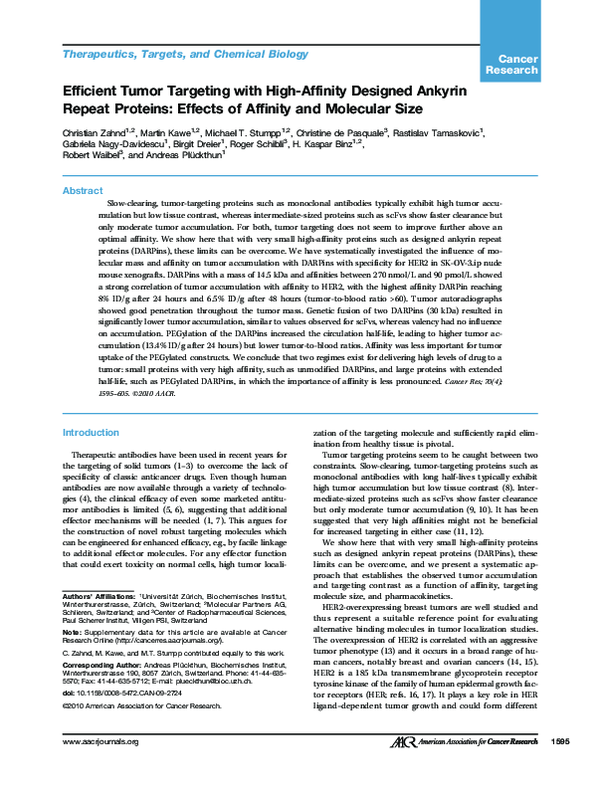 Efficient tumor targeting with high-affinity designed ankyrin repeat ...