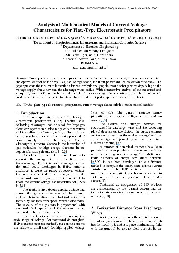 (PDF) Negative corona in wire-plate electrostatic precipitators. Part I: Characteristics of ...