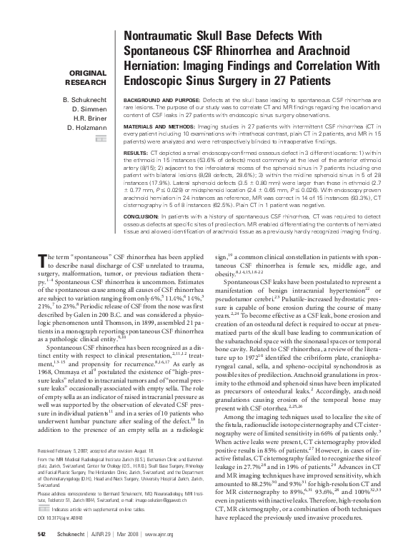 (PDF) Nontraumatic Skull Base Defects With Spontaneous CSF Rhinorrhea ...
