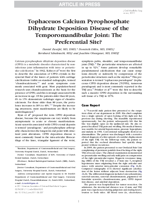 (PDF) Tophaceuos Calcium Pyrophosphate Dihydrate Deposition Disease of ...