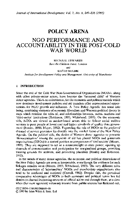 (PDF) Beyond the Magic Bullet: NGO Performance and Accountability in ...