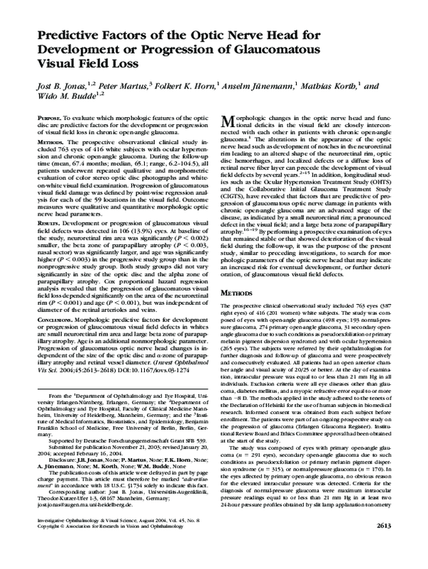 (PDF) Predictive Factors of the Optic Nerve Head for Development or Progression of Glaucomatous ...