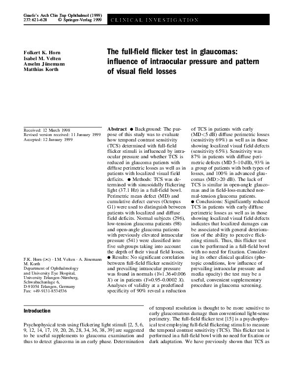(PDF) The full-field flicker test in glaucomas: influence of ...