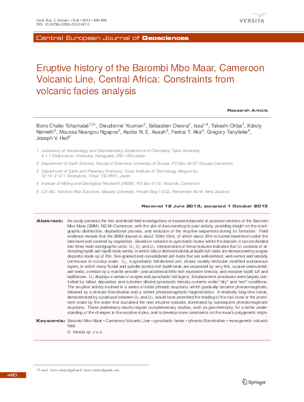 (PDF) Eruptive history of the Barombi Mbo Maar, Cameroon Volcanic Line ...