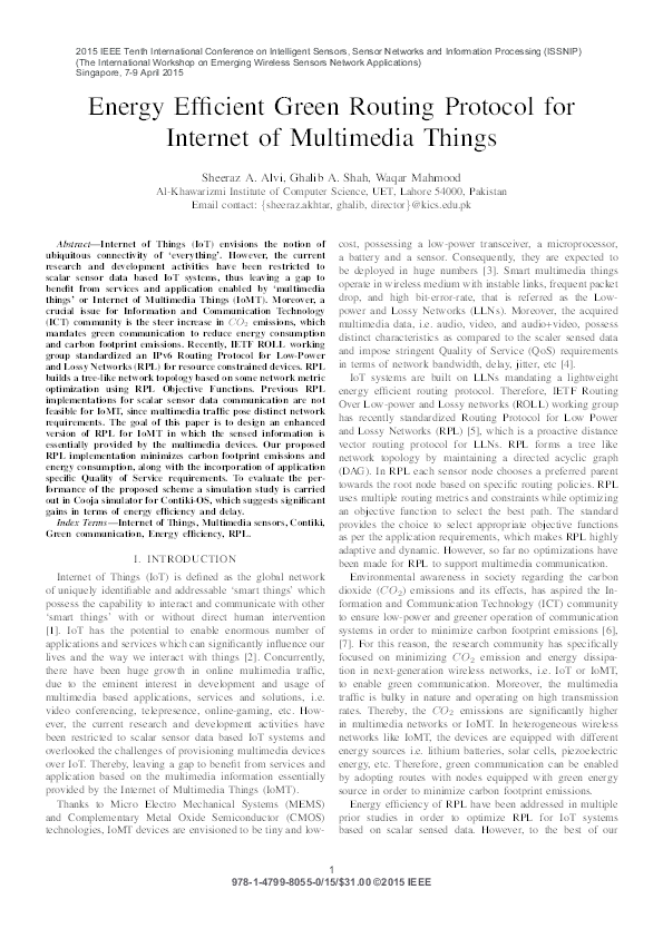 Pdf Energy Efficient Green Routing Protocol For Internet Of