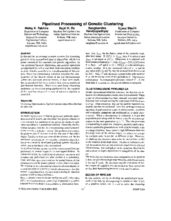 (PDF) Pipelined processing of genetic clustering