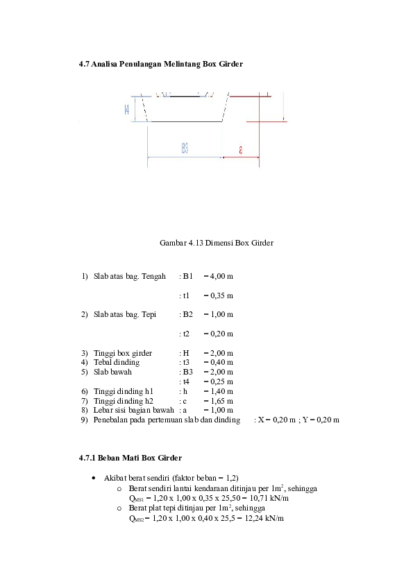 (DOC) 4.7 Analisa Penulangan Melintang Box Girder Gambar 4.13 Dimensi ...