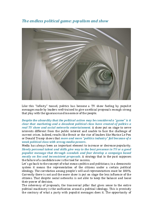 (PDF) The endless political game: populism and show