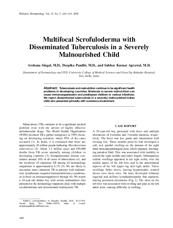 (PDF) Multifocal Scrofuloderma with Disseminated Tuberculosis in a ...