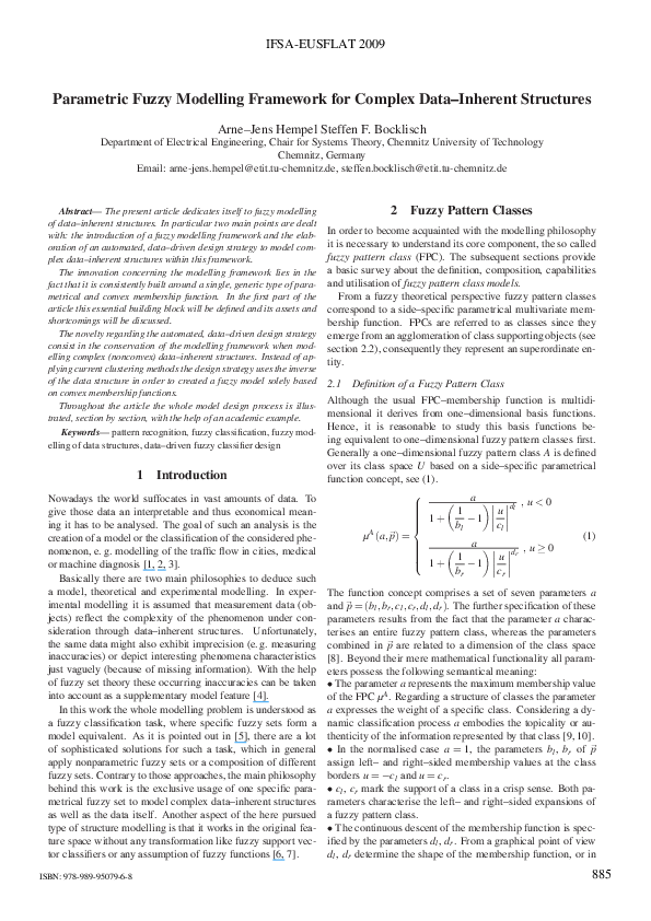 Pdf Parametric Fuzzy Modelling Framework For Complex Data Inherent Structures
