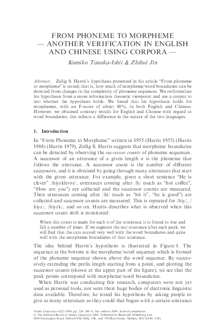 (PDF) From phoneme to morpheme another verification in English and ...